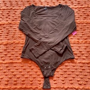 Tops | New Pumiey Chocolate Brown Long Sleeves Bodysuit | Poshmark